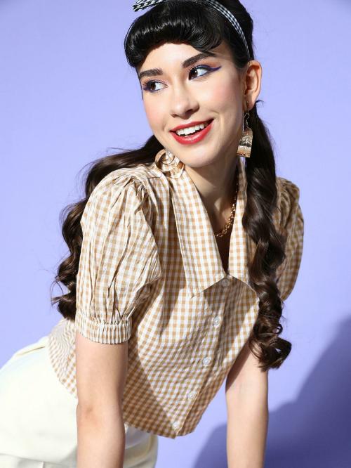 Buy plusS Women Beige Check Top Online at Best Prices in India - JioMart.