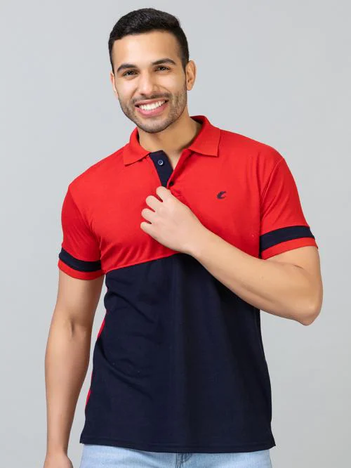 Buy Ekom Men's Regular Fit Polo Shirt | Half Sleeve Striped Polo T Shirt | Colourblock Polo T ...