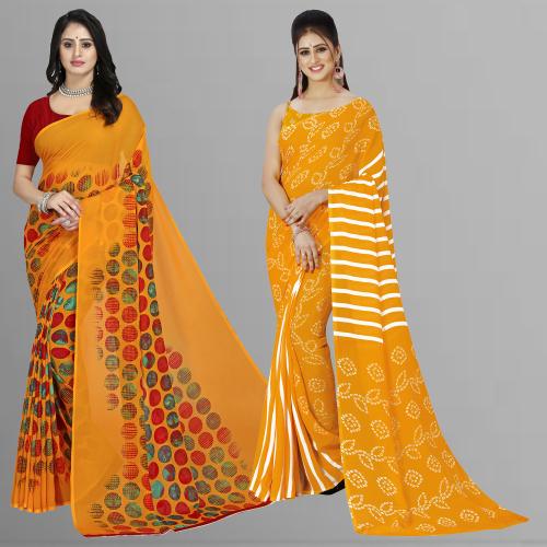 Kashvi Women Multicolor6 Self Design Pattern Georgette Pack of 2 Saree ...