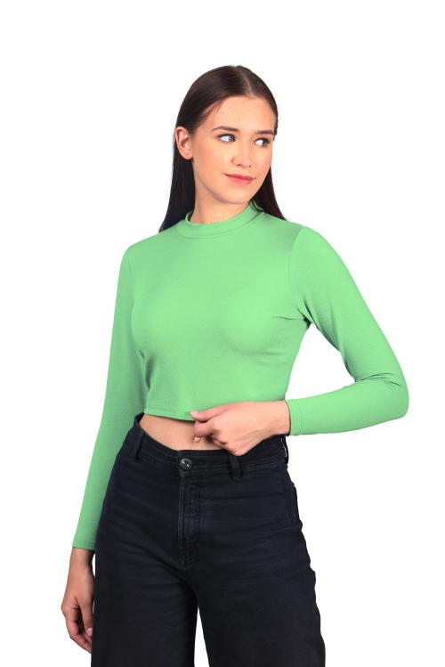 Buy Fasska High Neck Casual Crop top Full Sleeves for Womens Online at ...