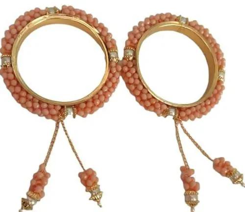 Buy REDDIX Plastic latkan Bangles Stylish Bangles for Women-PEACH-2.6 ...