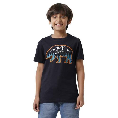 Buy PIPIN Boys Dark Navy Blue Printed Cotton T-Shirt - 11-12 Years Online at Best Prices in ...