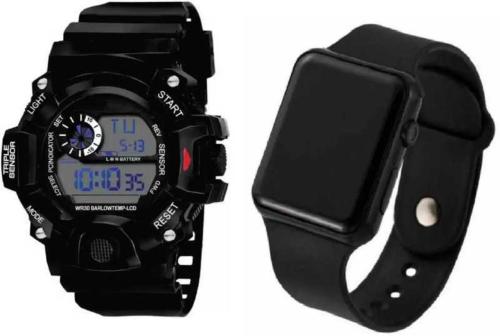 Buy Showking Digital Black Dial Black Strap Watch For Boys (Pack Of 2 ...