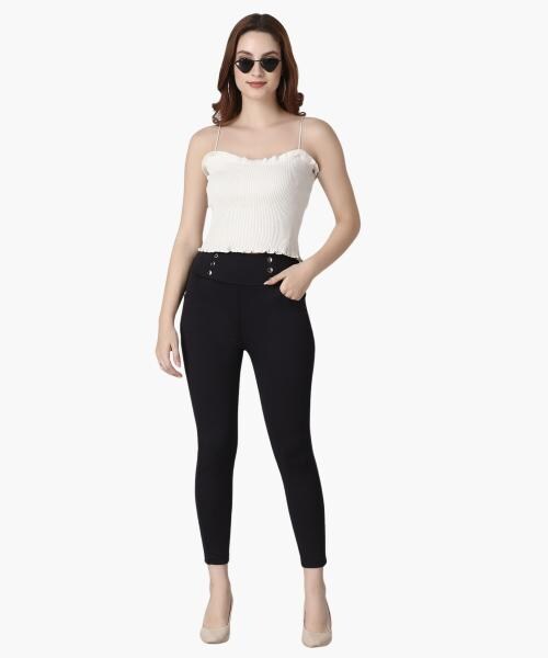 Buy Black High Rise Curve Hugging Jeggings for Women -614 - XL / Black ...