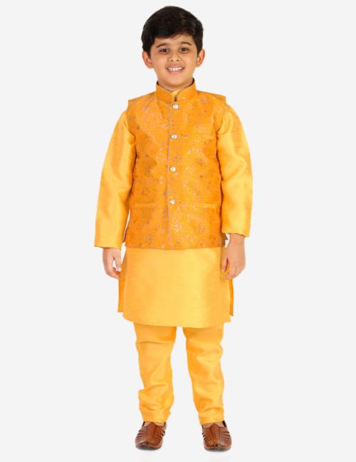 Buy Pro-Ethic Style Developer Ethnic Wear Silk Yellow Kurta Pajama Set for Kids and Boys Online ...