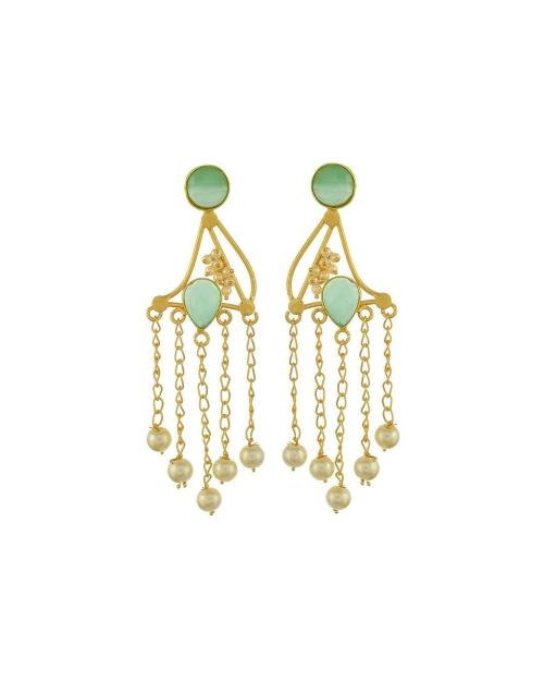 Buy Silvermerc Design Gold Plated Ethnic Green (Women) Dangler Earrings ...