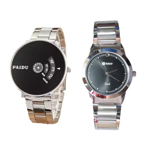 Buy KIMY premium stainless steel chain and round steel dial analog ...