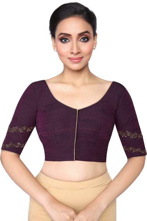Buy RENE Women Maroon Woven Design 100% Cotton Blouse Online at Best ...