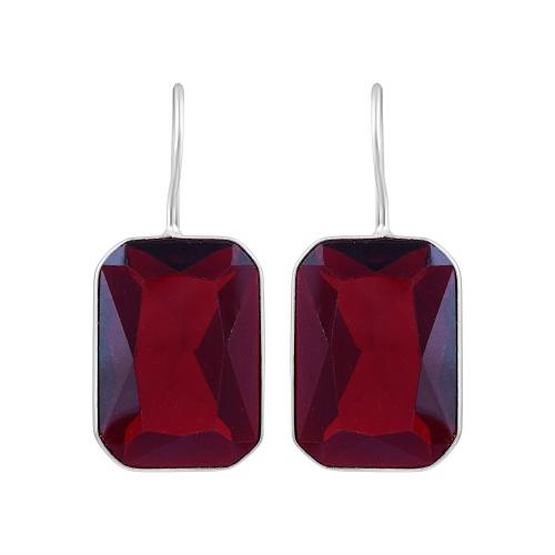 Buy ADMIER Silverplated rectangular shape ruby crystal stone fashion ...