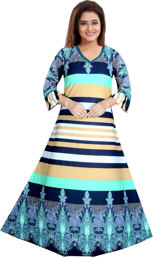 Buy Pursa Multicolor Sarina Printed Nighty, XL (Pack of 1) Online at ...