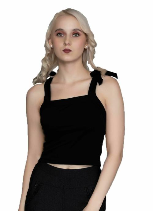 Buy AD2CART A1722 Women's Basic Solid Square Neck X-Back Shoulder Tie Knot Crop Top for Women ...