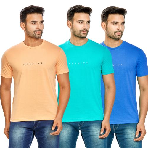 Buy Celsius Men's Crew Neck Half Sleev Slim FIT T-Shirt (Pack of 3 ...