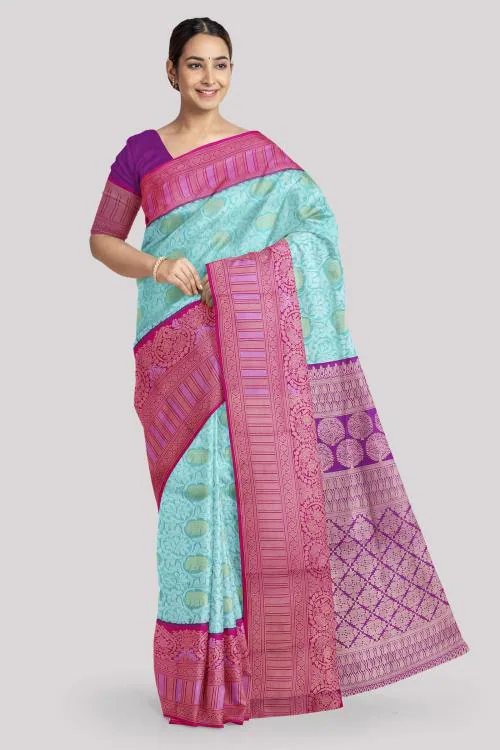 Buy KSR HANDLOOMS SEMI MUGA GADWAL SAREE Online at Best Prices in India ...