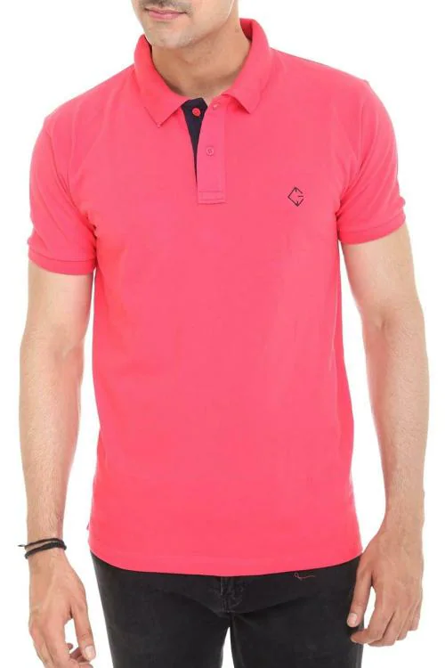 Buy Colors and Blends Men Candy Pink Solid Standard Length Polos Online ...