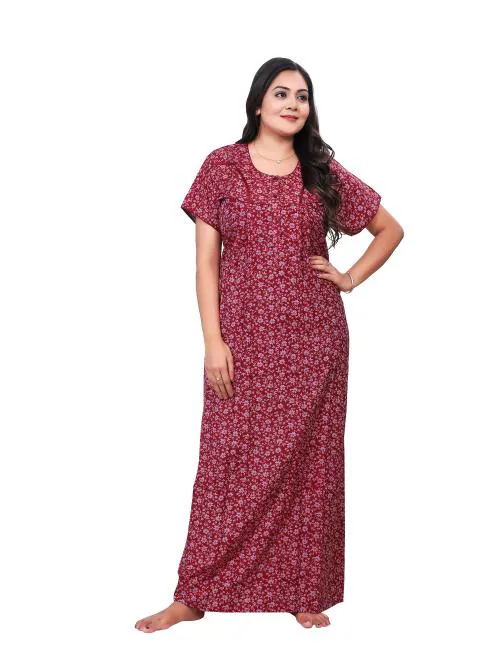 Buy NIGHTFAB Women's Stylish PV Maxi Nightdress | Night Gown | Front ...