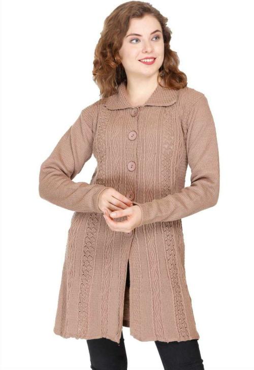 Buy Curious Fashion Women Beige Self Design Acrylic Blend Sweater ...