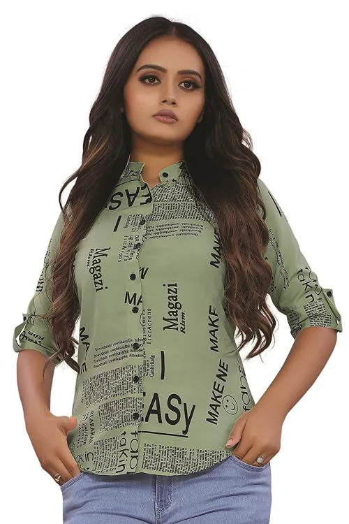 Buy Akash Fashion Women and Girls Green Polyester Shirt Online at Best ...