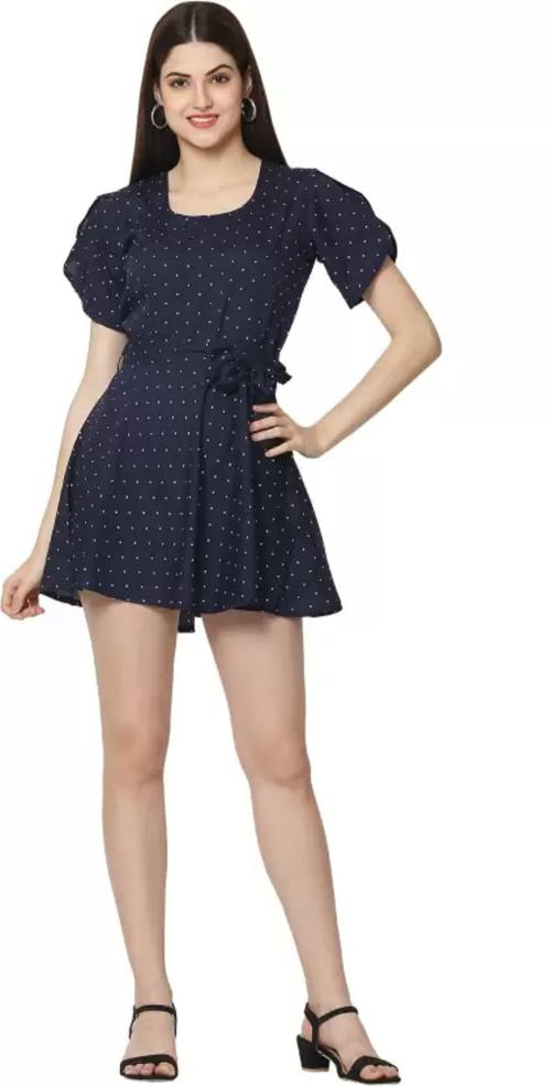 Buy Berlin Club Women Fit and Flare Dark Blue Dress Online at Best ...
