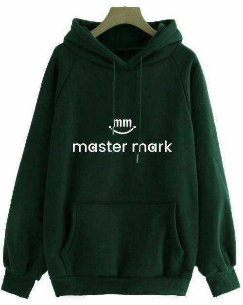 Buy Master Mark Men and Women Printed Fleece Hooded Dark Green ...
