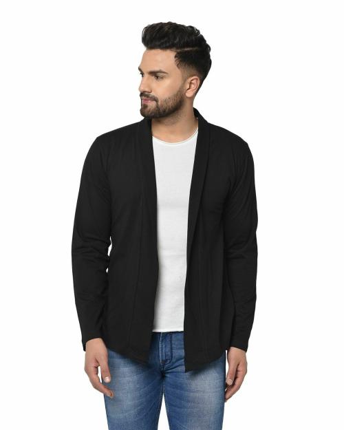 Buy GLITO Solid Black Full Sleeves Shawl Collar Cardigan For Men's Online at Best Prices in ...