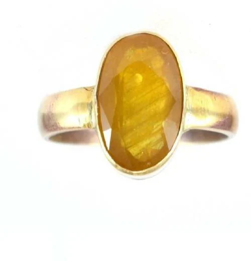 Buy Chopra Gems & Jewellery Brass Sapphire Pukhraj Gemstone Ring (Men ...