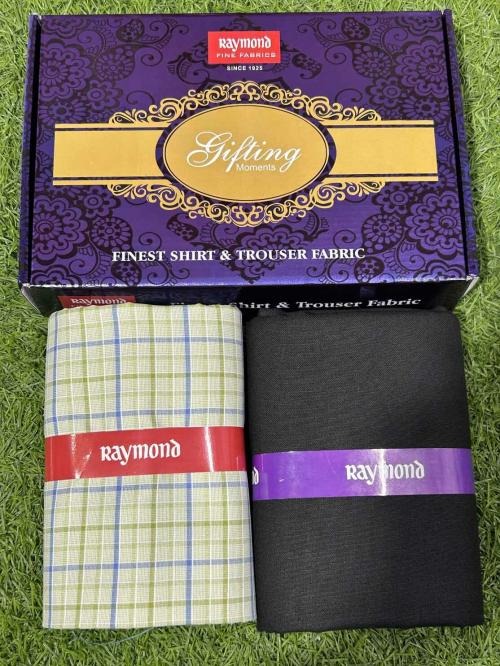 Buy Raymond Pc-Cotton Checkered Shirt & Trouser Fabric in Moments Box ...