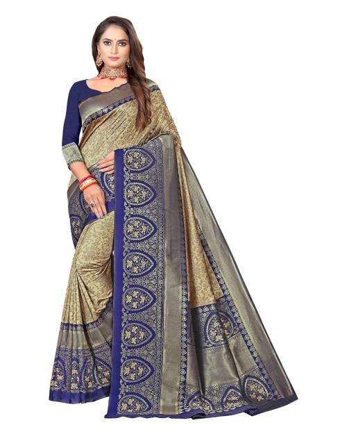 Buy Tigdi Vasstra Women's Fancy Navy Blue Designer Woven Soft Feel Silk ...