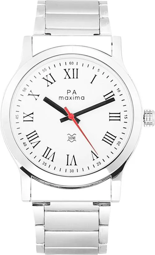 Buy Maxima Analog White Dial Silver Strap Watch For Men (28342CMGI ...