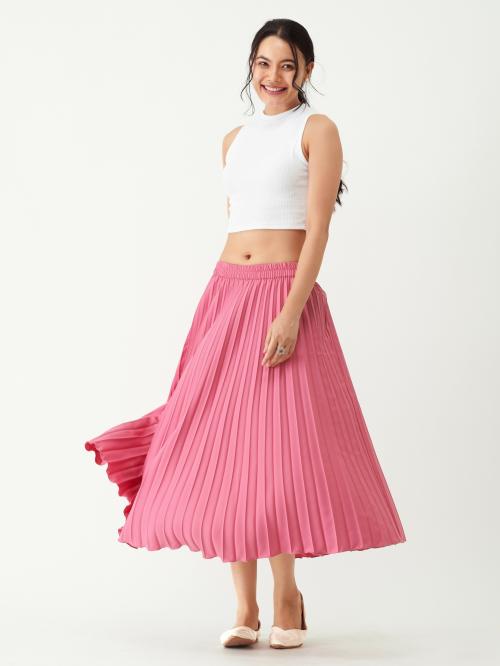 Buy AASK Peach Color Pleated Polyester Shirt For women & Girl Online at ...