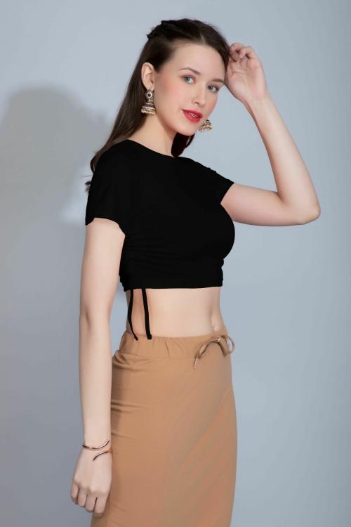 Buy THE BLAZZE B5032 Women Cotton Round Cap sleeve Blouse Draw string ...
