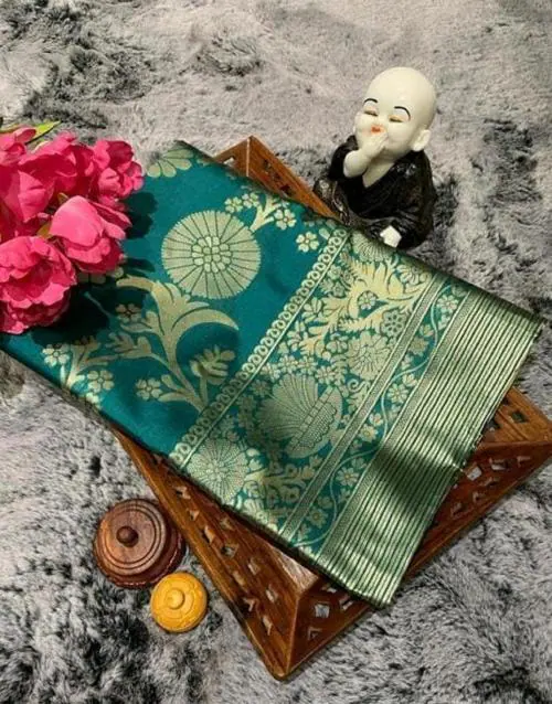 Buy CREATION BAZAAR NC12_RAMA_JALL Beautiful Art Silk Jacquard Border Saree for Women Online at ...