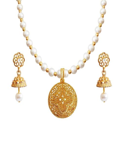 Buy Rich & Famous Necklace And Pendant White Gold-plated Jewellery Set ...