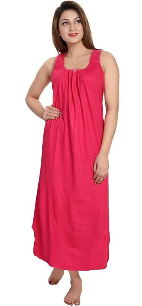 Buy Kavanng Nighties for Women's Cotton Silk Sleeveless Nighty Ankle ...