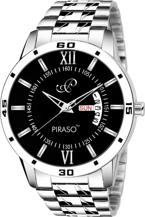 Buy PIRASO Analog Black Dial Silver Strap Watch for Men Online at Best ...