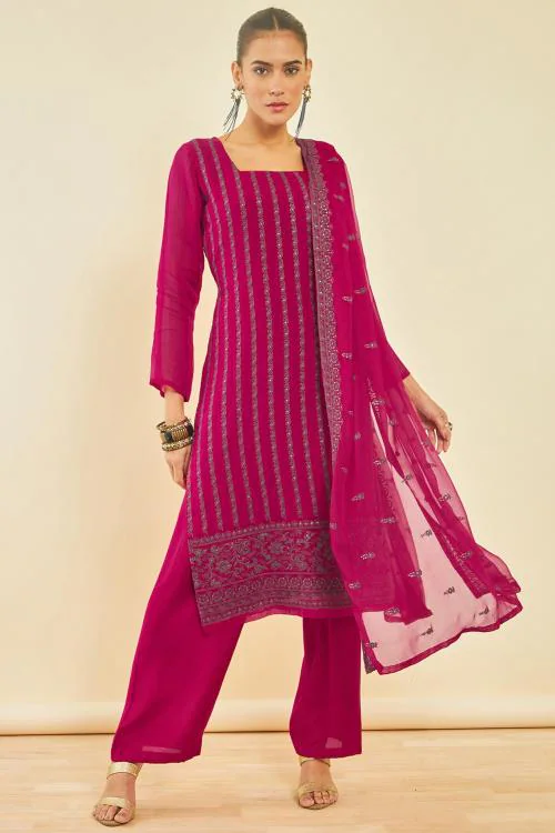Buy Soch Unstitched Organza Salwar Suit Material Embroidered Online at ...