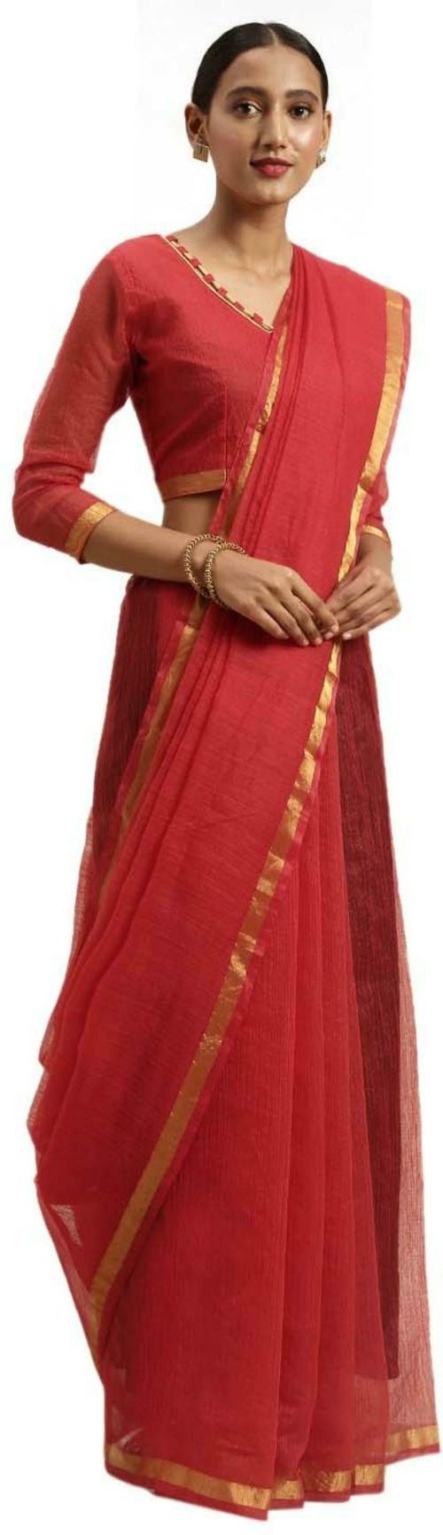 Buy Today Deal Women Red Solid Art Silk Single Saree Online at Best ...