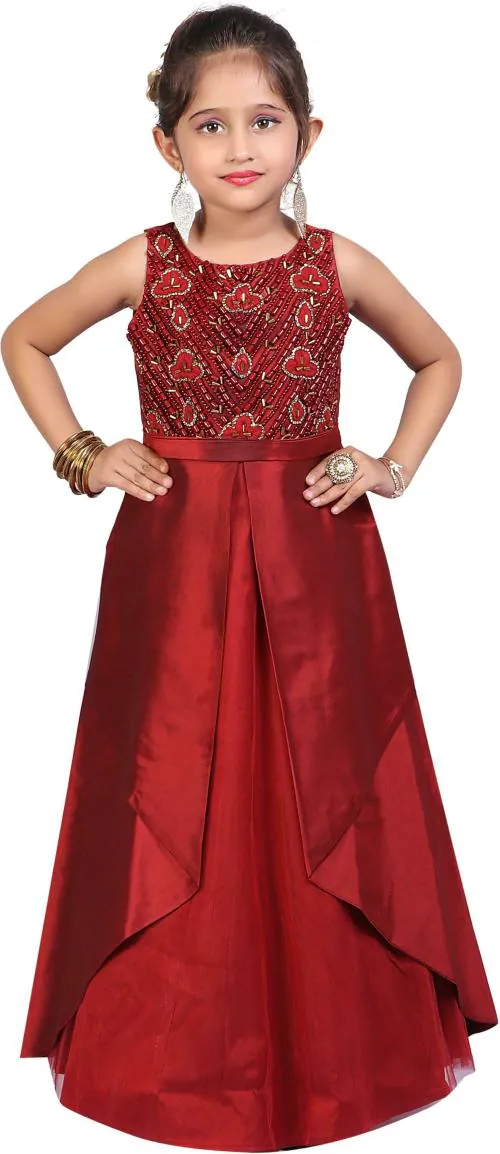 Buy Child Club Girl Maroon Polyester Dress (8-9Y) Online at Best Prices ...