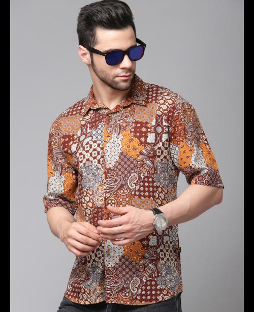 Buy Rigo Men Brown Paisley Print Shirt Online at Best Prices in India ...