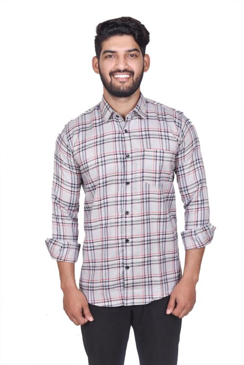 Buy TMF THE MEERU FASHION Men Checkered Casual Grey Shirt Online at ...