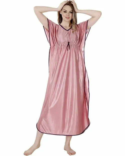 Buy Rnp Women Beige Solid Satin Nighty (Cotton166Peach) Online at Best ...