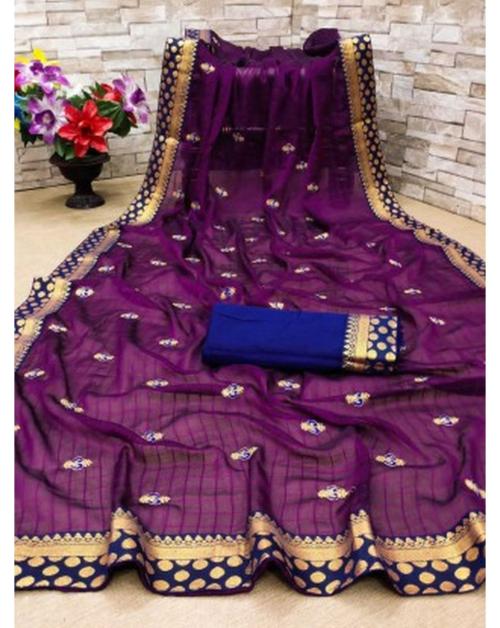 Buy any designers Women Purple Booti Work Art Silk Bollywood Saree ...