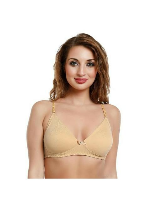 Buy DAISY DEE Women's Cotton Lightly Padded Wirefree Seamless Full Coverage Bra - (Skin, 34B ...