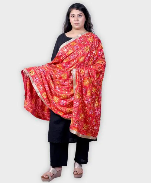 Buy Allure Motifs Authentic Phulkari embroidered dupatta Online at Best ...