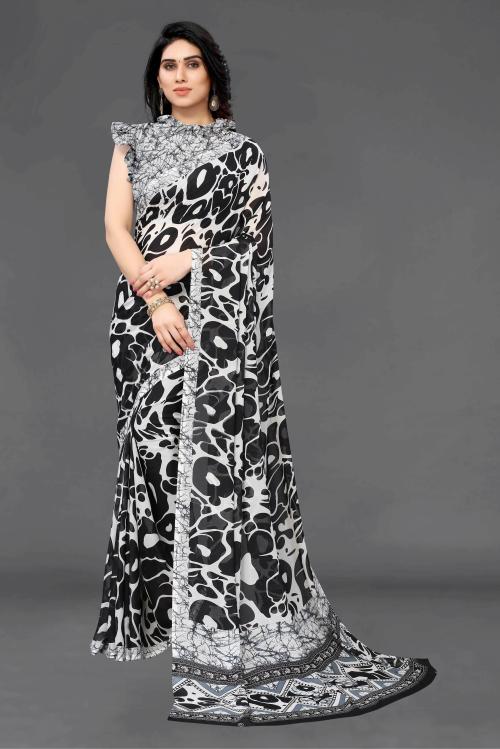 Buy sareya veela Daily Wear Women Grey Polka Georgette Sarees Online at ...