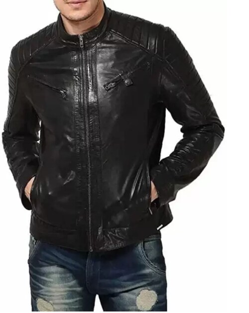 Buy PRIME LEATHER STUDIO Men Solid Leather Jacket Online at Best Prices ...