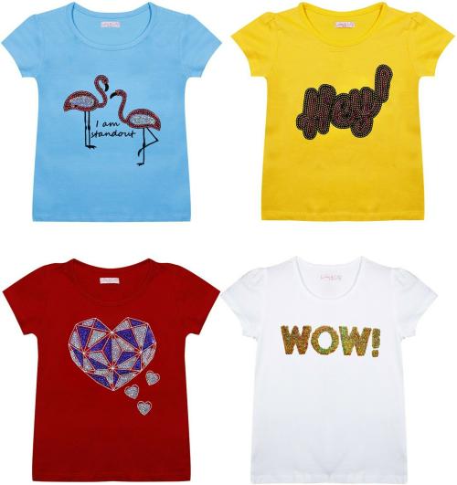 Buy Luke&lilly Round Neck Girls pack of 4 tshirt Online at Best Prices ...