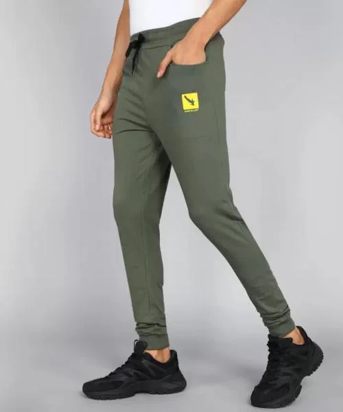 Buy GYRFALCON Mens Printed Track Pant | Joggers | Slim fit | Green | M ...