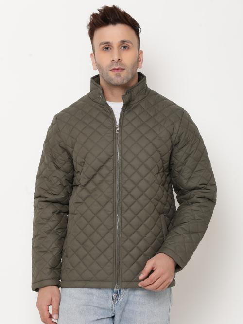 Buy ONNIT Men's Olive Winter Wear Full Sleeves Solid High Neck Puffer Jacket Online at Best ...