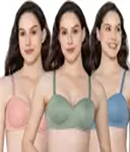 Buy BoLeeM Pack Of 3 Women Full Coverage Light Padded Bra-66-Size-32-Colour-Multicolor Online at ...