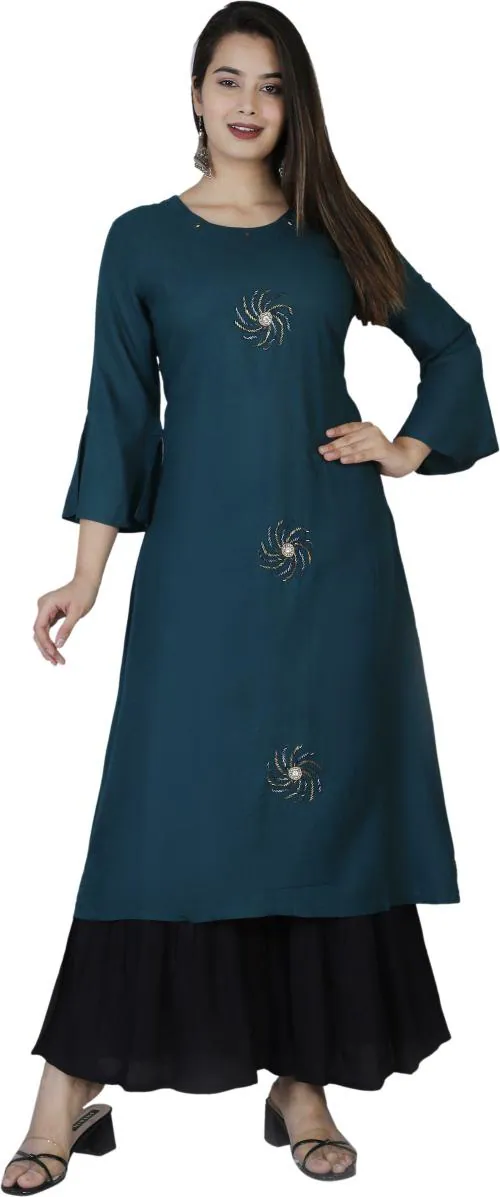 Buy DORIYA Women Blue Embroidered Rayon Suit Set Online at Best Prices ...